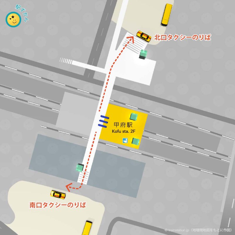 甲府駅タクシー乗り場マップ (中央本線・身延線) - 駅ずかん