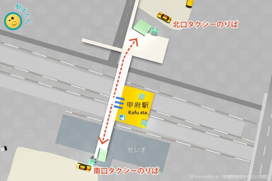 甲府駅タクシー乗り場マップ (中央本線・身延線) - 駅ずかん