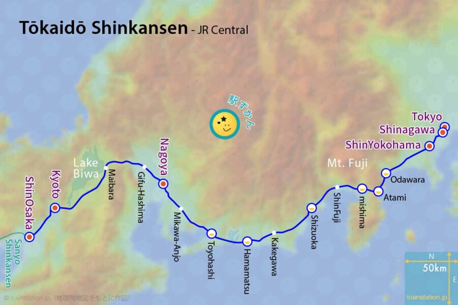 Tōkaidō Shinkansen - Japan Train Map